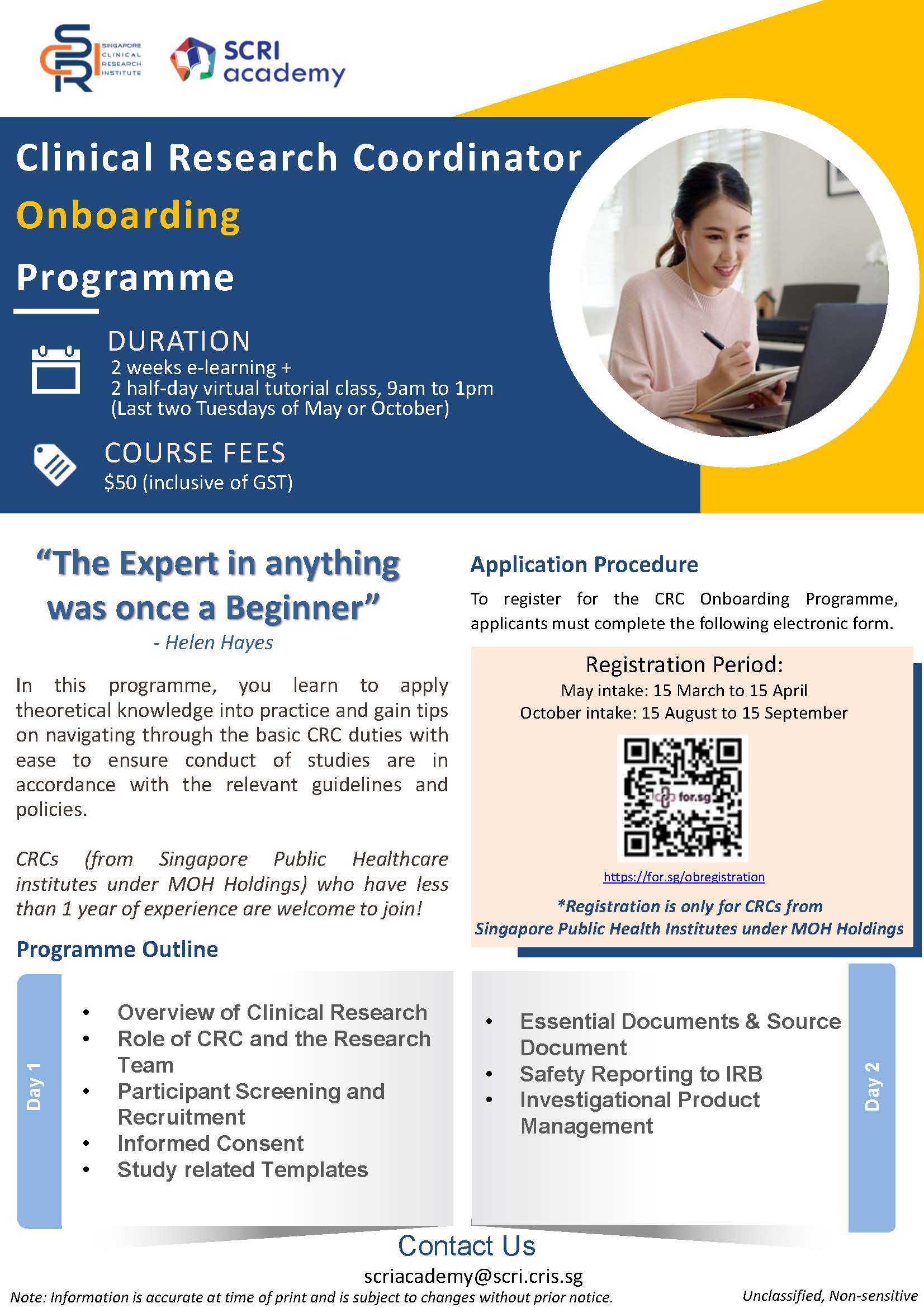 SCRI Clinical Research Coordinator Onboarding Programme